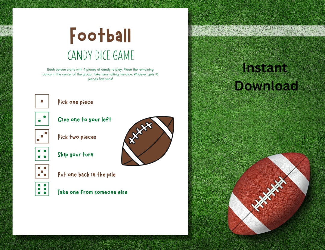Football Candy Dice Game Football Party Games for Kids - Etsy