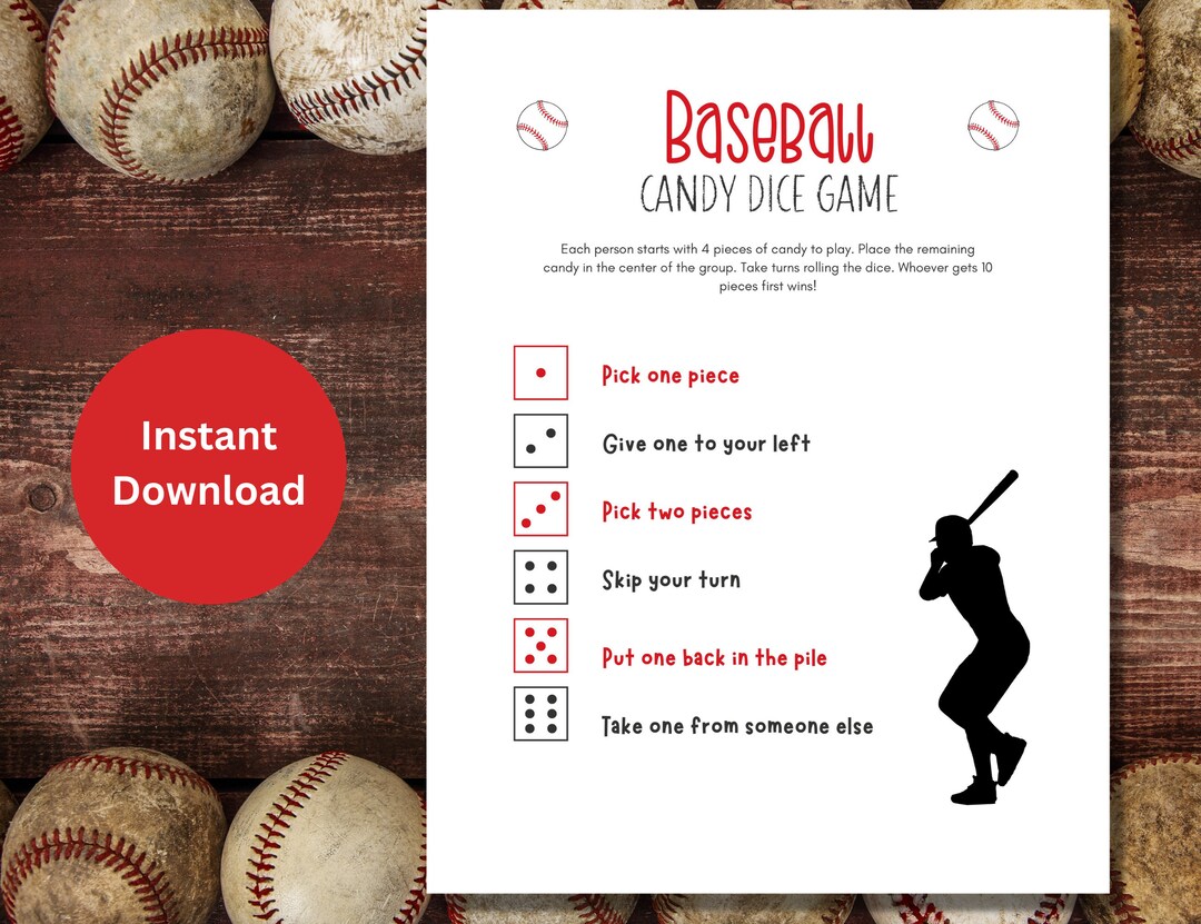 Baseball Candy Dice Game Baseball Themed Game Birthday Party - Etsy