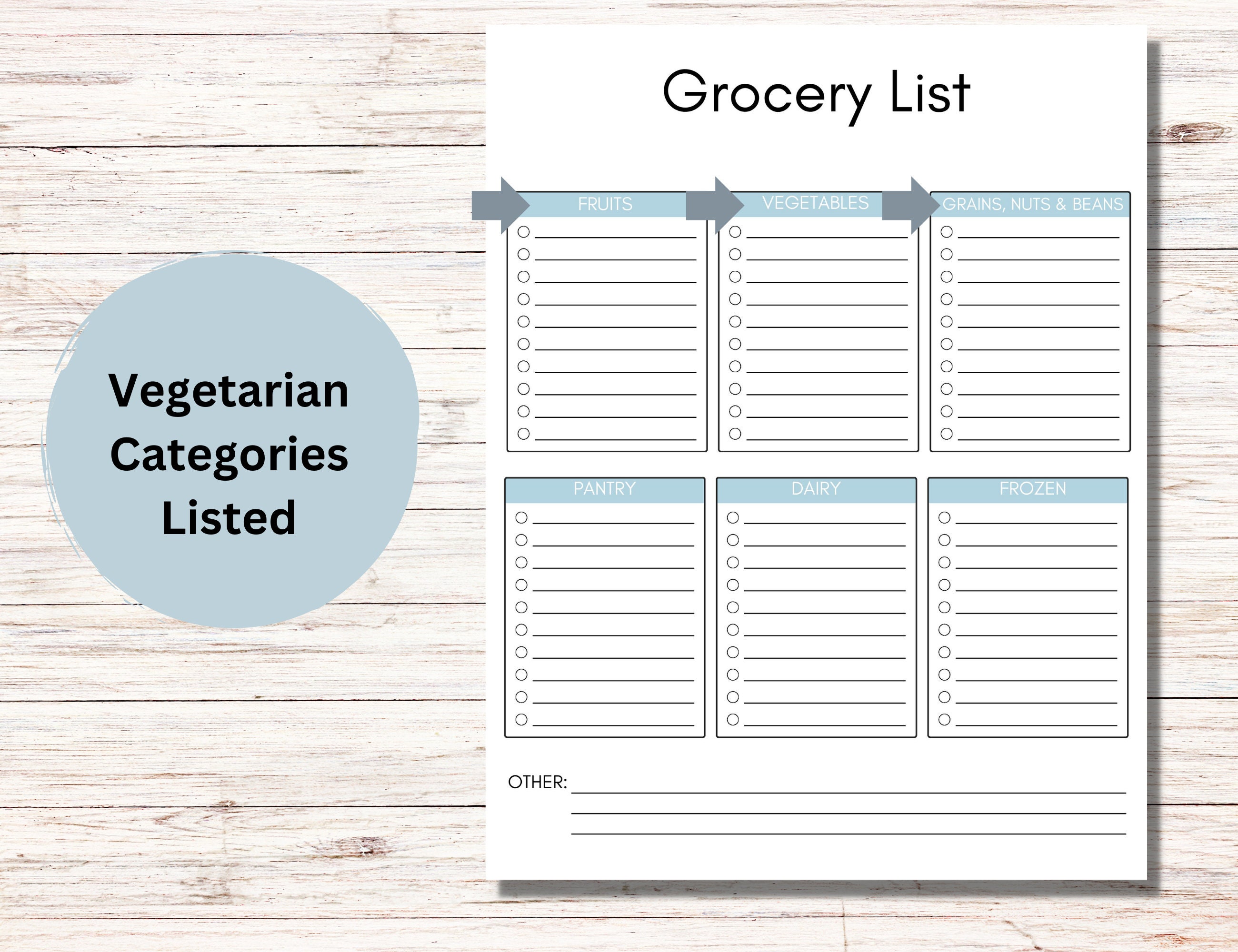 Vegetarian Grocery List | Printable Grocery List | Weekly Grocery List ...
