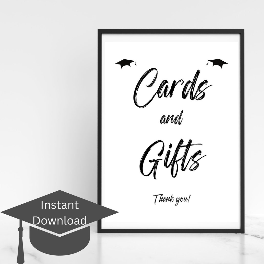 Graduation Cards and Gifts Sign, Graduation Party Decorations ...