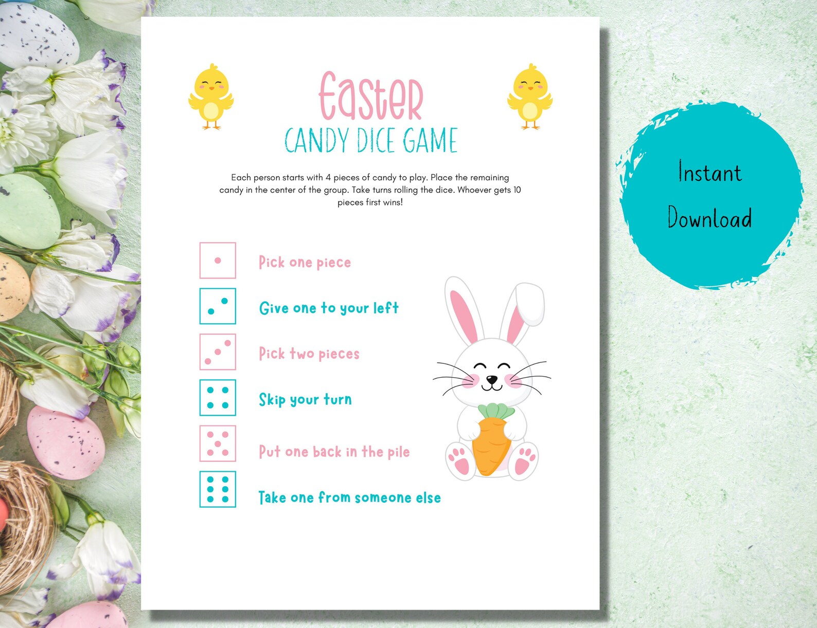 Easter Candy Dice Game Printable Easter Game Dice Games for - Etsy
