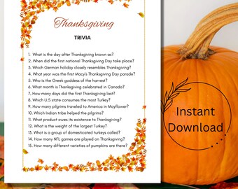 Thanksgiving Trivia Game, Thanksgiving Printable Game, Friendsgiving ...