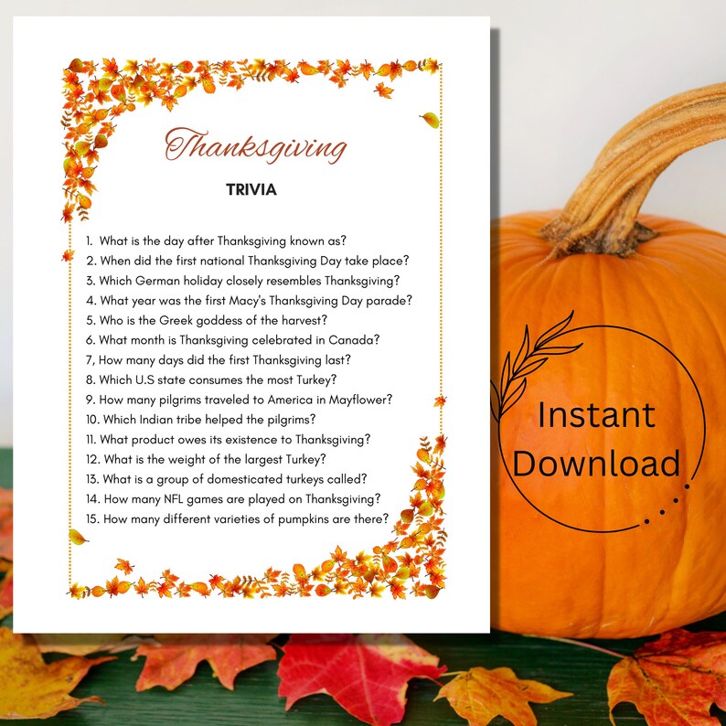 Thanksgiving Trivia Game, Thanksgiving Printable Game, Friendsgiving ...