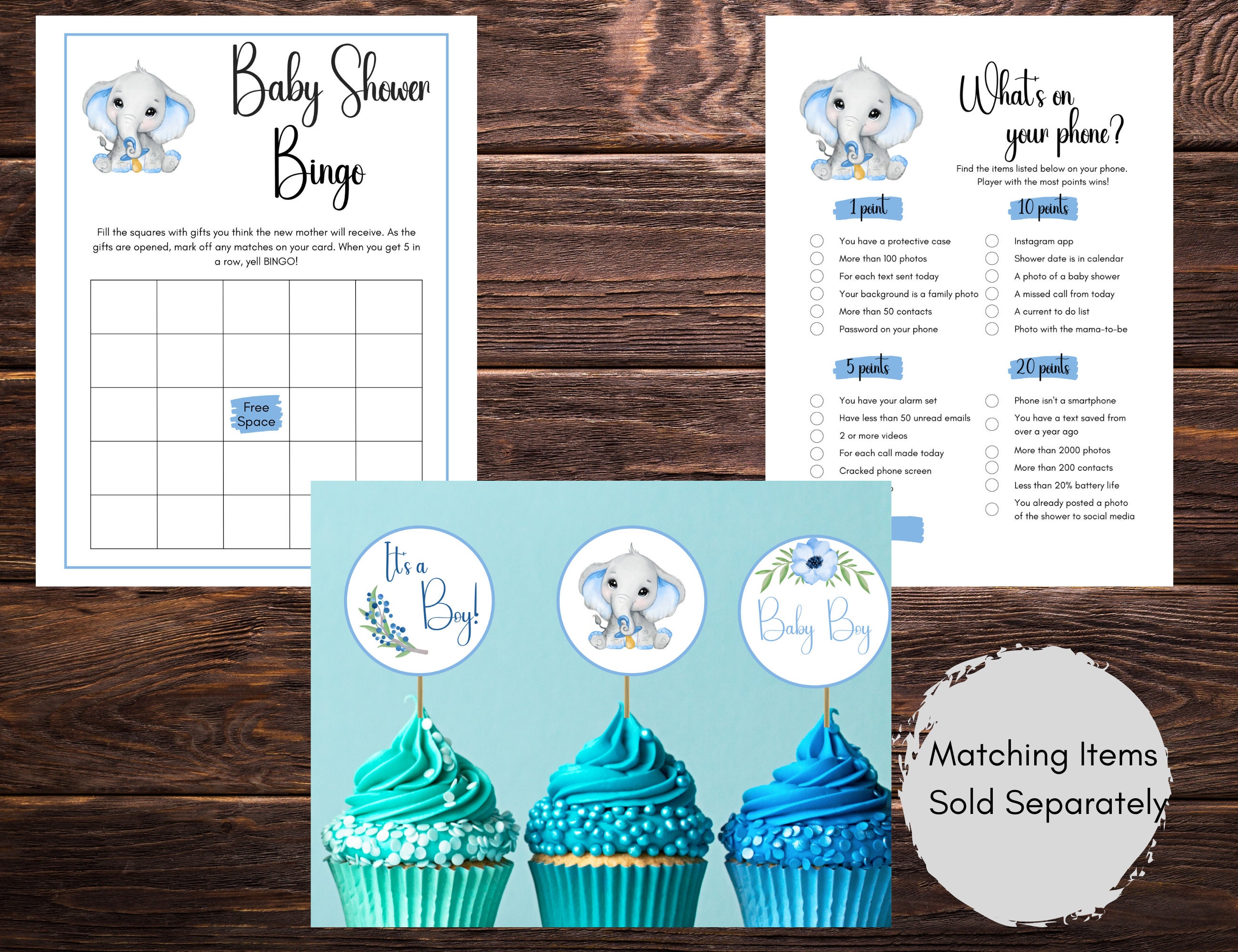 Elephant Baby ABC Game, Elephant Baby Shower, Baby Item Game, Baby ...