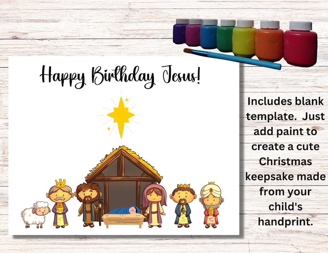 Happy Birthday Jesus Handprint Art, Christmas Nativity Handprint ...