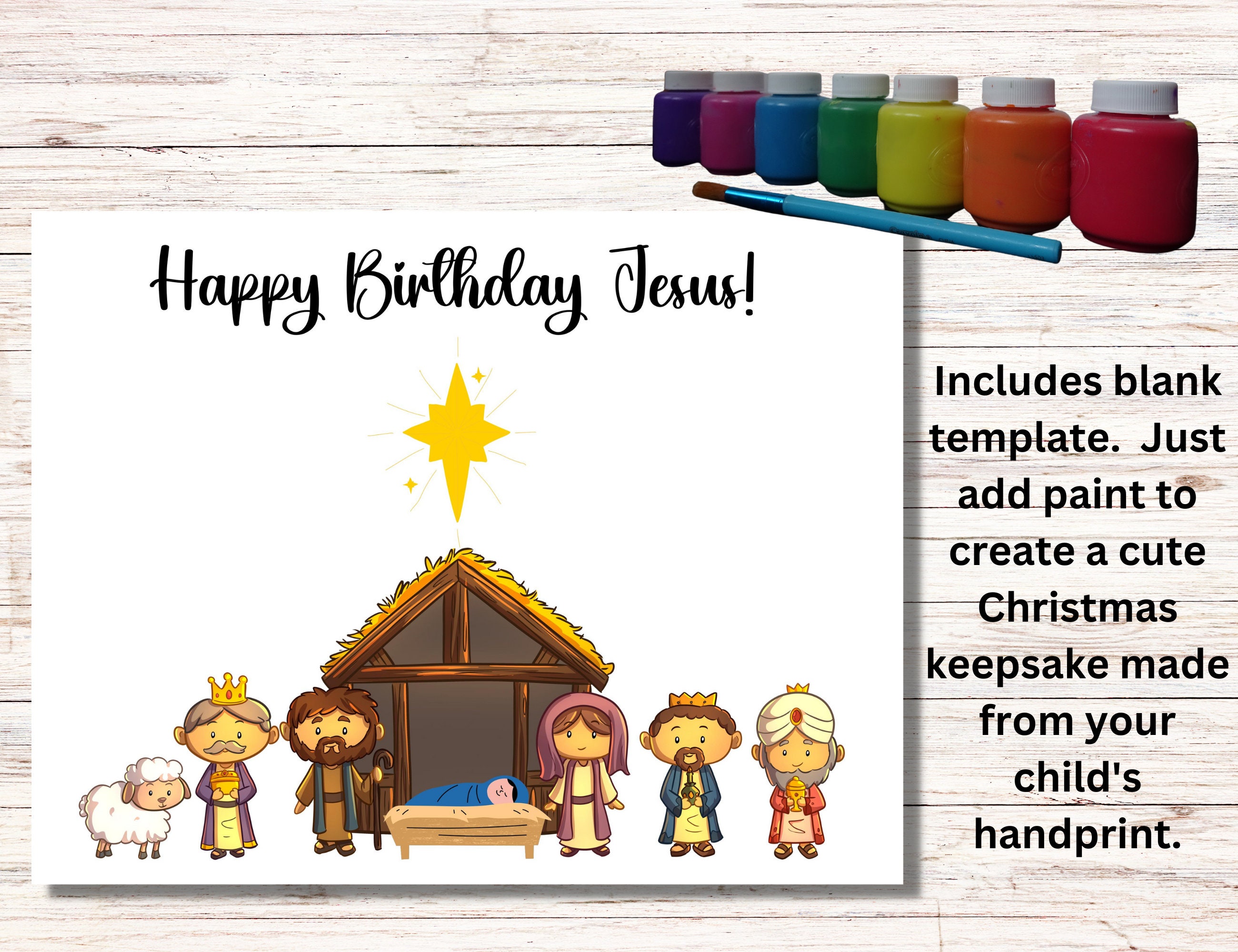 Happy Birthday Jesus Handprint Art, Christmas Nativity Handprint ...