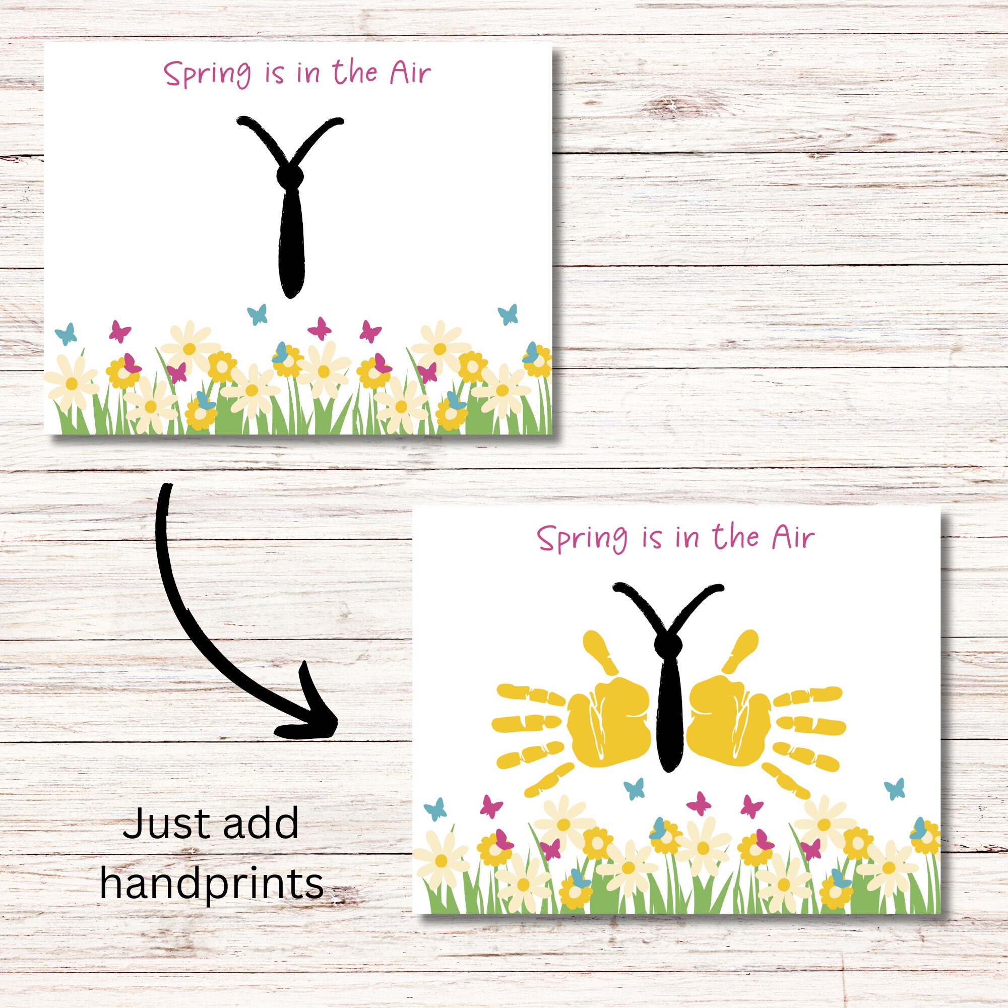 Butterfly Handprint Craft, Spring Handprint Art, Hello Spring, Spring ...