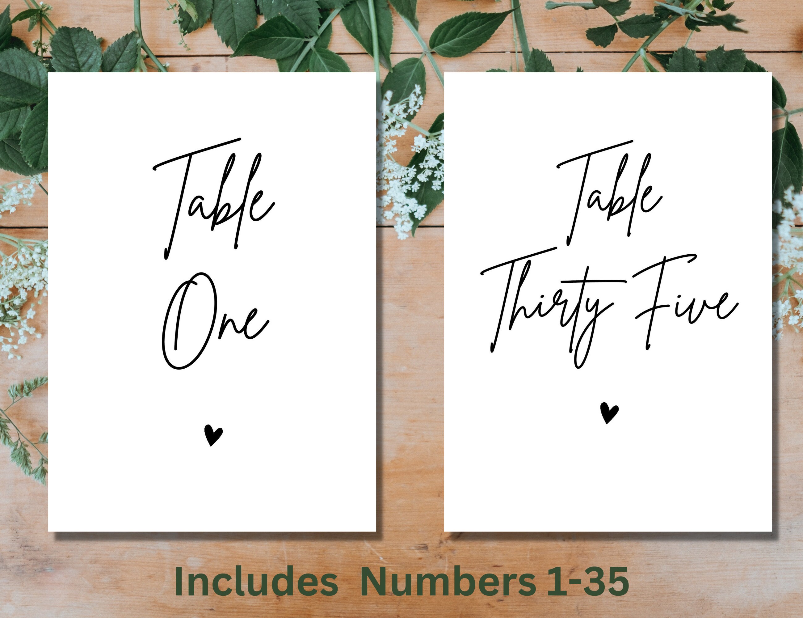 Table Numbers Printable, Wedding Table Numbers, Numbers 1-35 - Etsy
