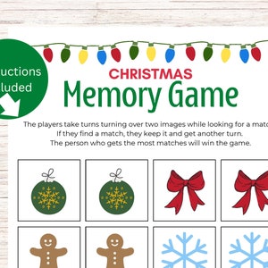 Christmas Memory Game, Christmas Matching Game, Printable Christmas ...