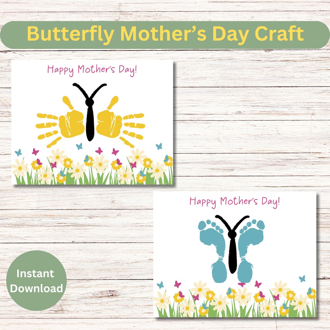 Butterfly Handprint Craft, Mothers Day Handprint Craft, Mom Handprint ...