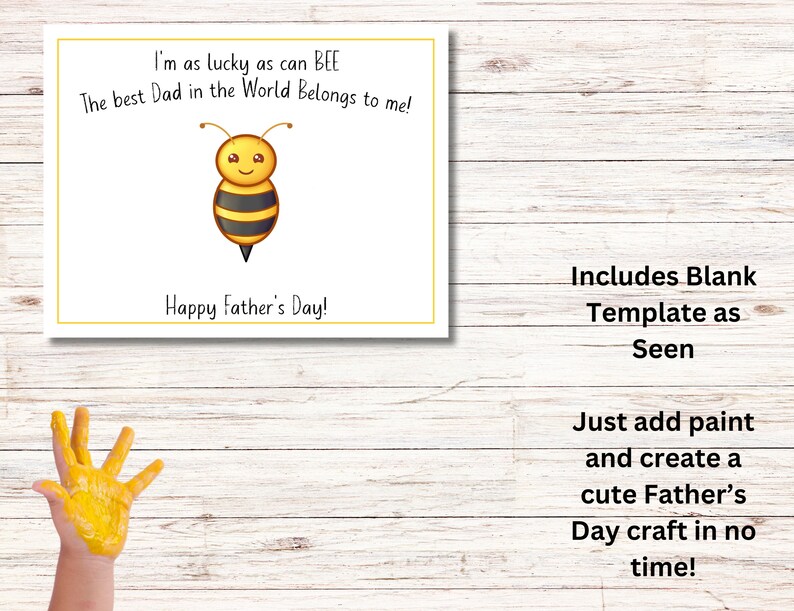 Father's Day Handprint Keepsake, Bee Handprint Craft for Kids, Fathers ...