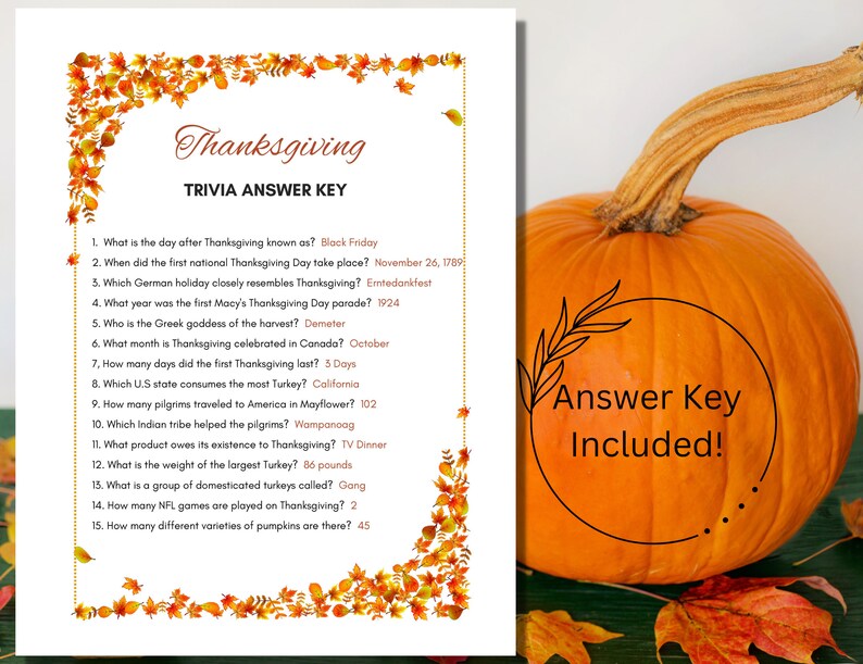 Thanksgiving Trivia Game, Thanksgiving Printable Game, Friendsgiving ...