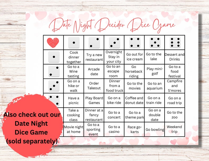 Dinner Decider Dice Game, Food Dice, Dinner Dice, Date Night Dice, Game ...