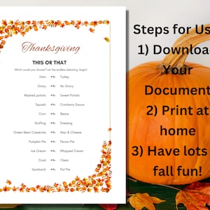 Thanksgiving This or That/thanksgiving Game/ Dinner Game/thanksgiving ...