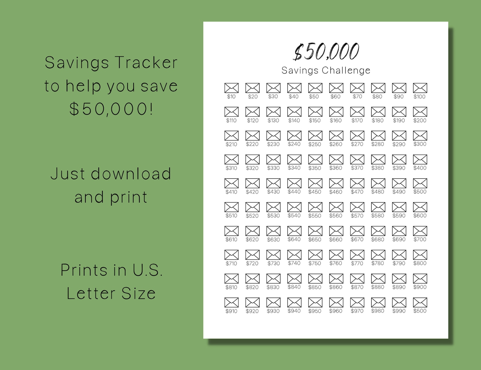 50K Savings Challenge, 100 Envelope Challenge, 50K in 100 Days, 100 Day Money Challenge, 50,000 ...
