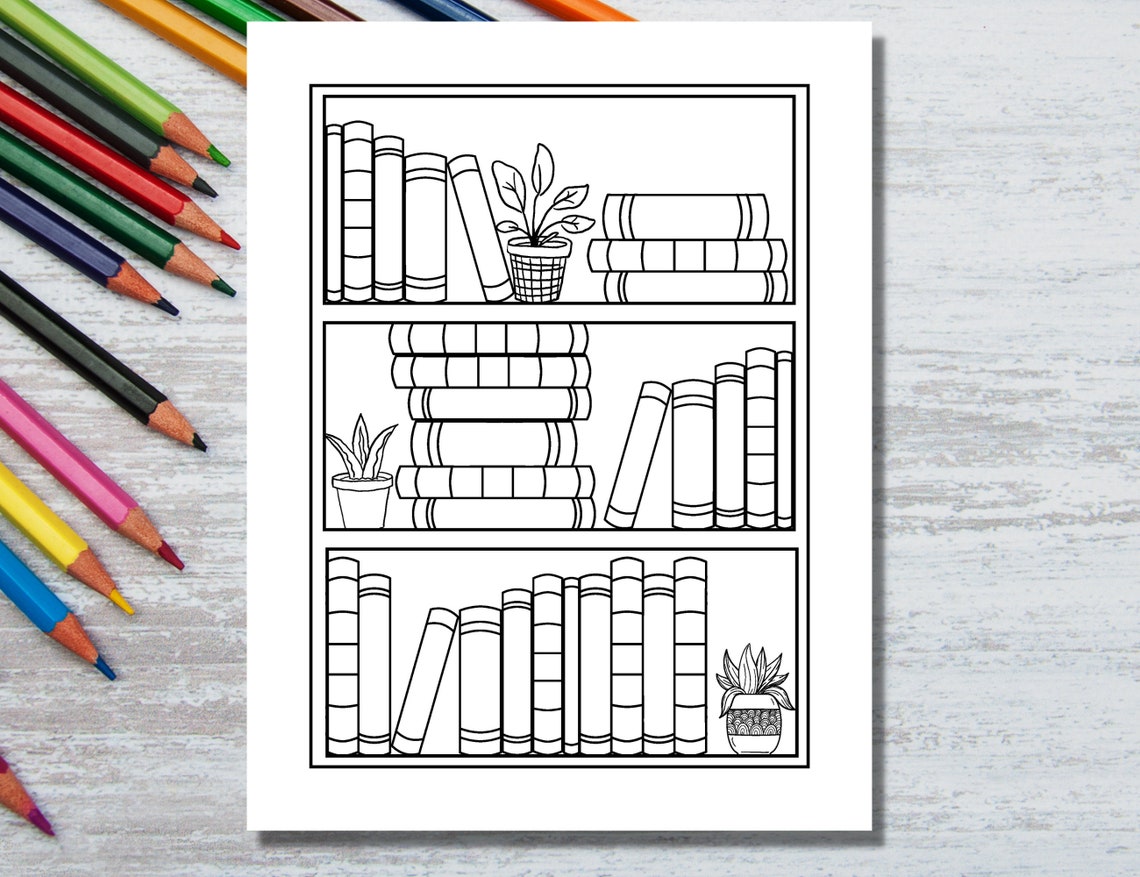 Reading Tracker Printable, Bookshelf Book Tracker, Adult Coloring Book ...