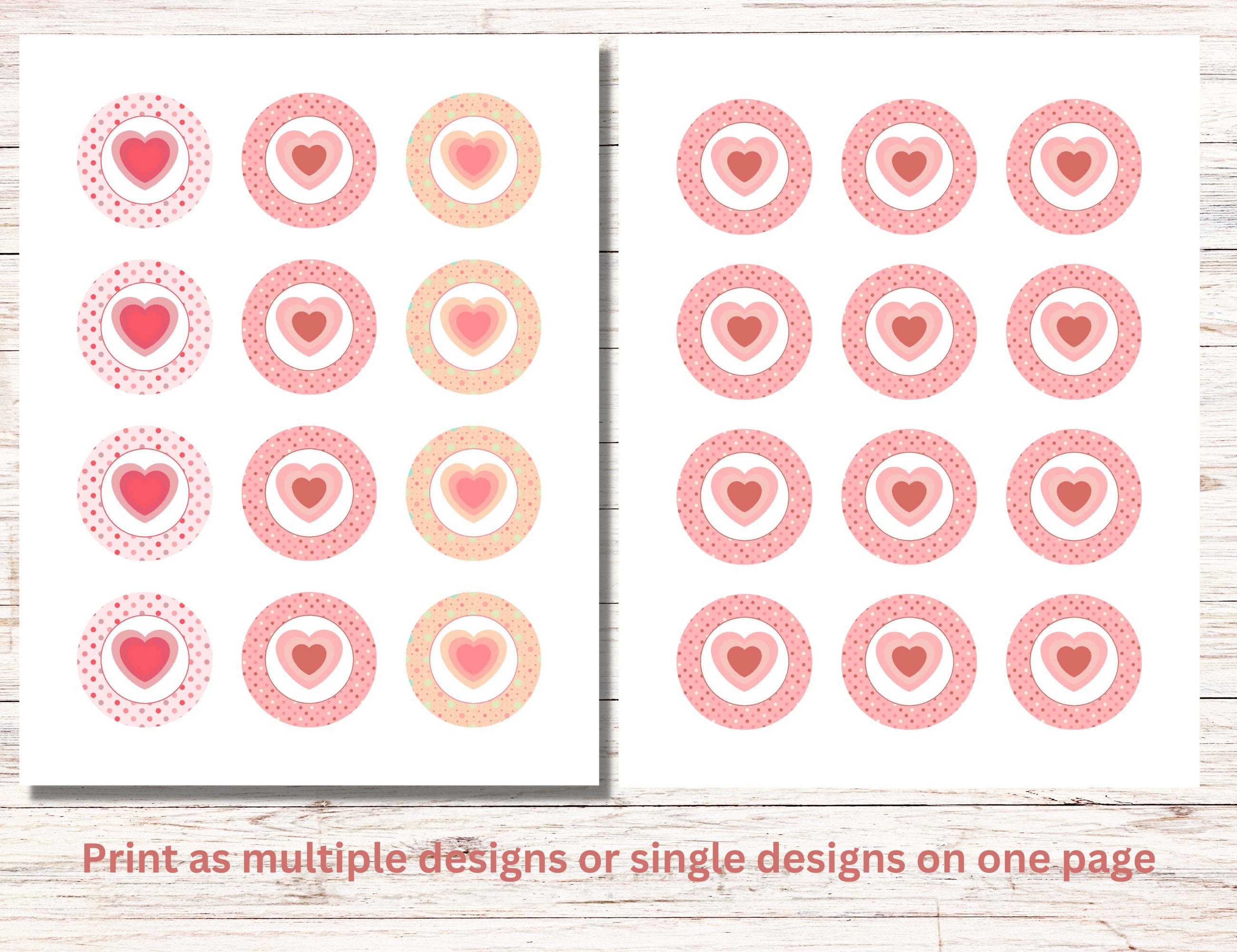 Valentines Day Cupcake Toppers Printable Heart Cupcake Toppers