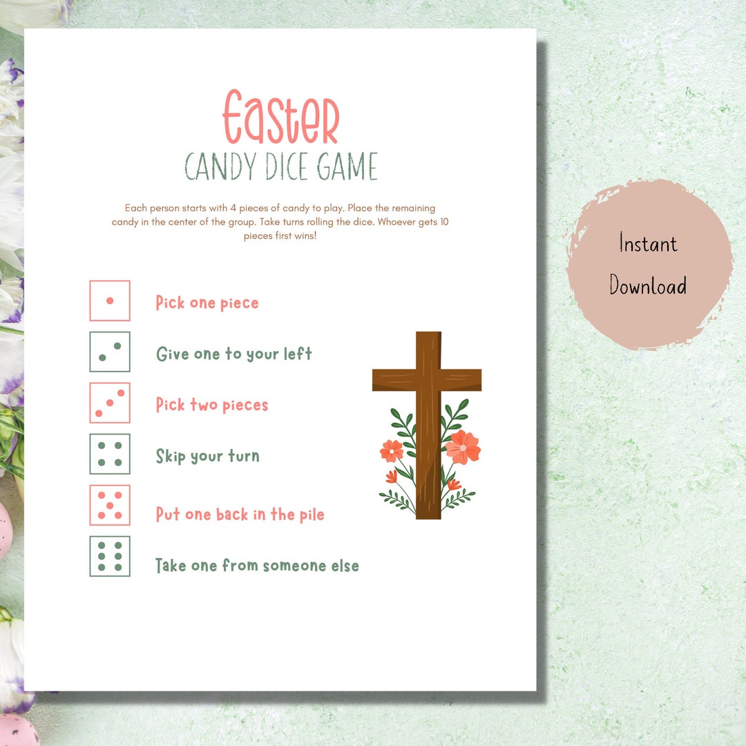 Easter Candy Dice Game, Printable Easter Game, Dice Games for Kids ...