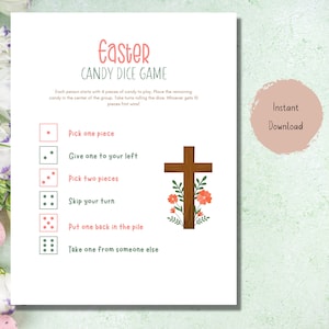 Easter Candy Dice Game, Printable Easter Game, Dice Games for Kids ...