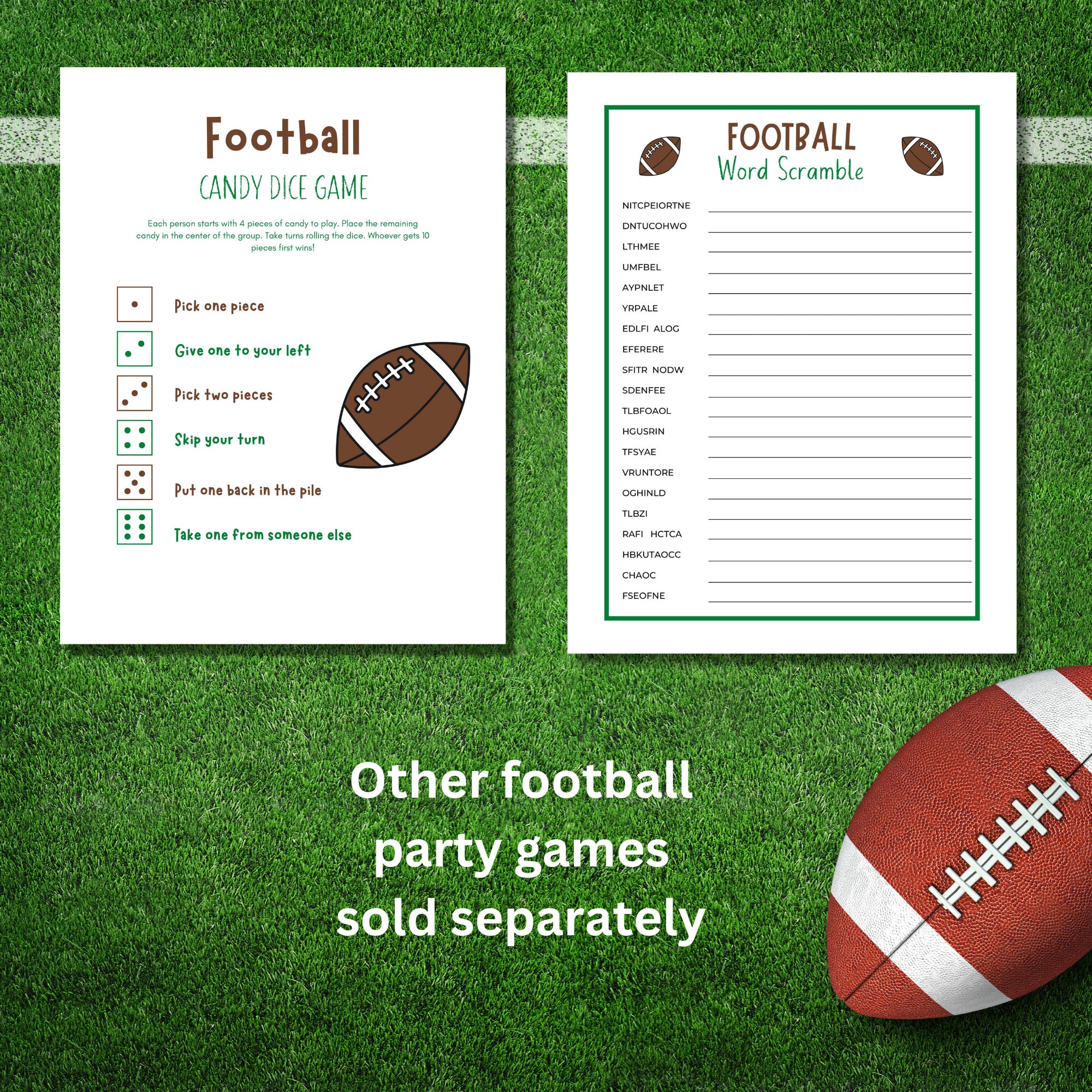 Football Squares Printable, Football Fundraiser, 50 Football Squares ...