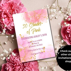 Let's Party in Pink Birthday Invitation, Shades of Pink Birthday ...