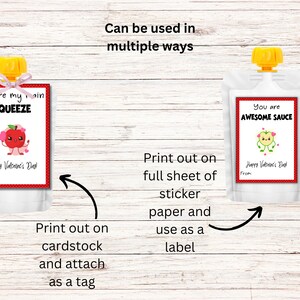 Applesauce Valentines, Classroom Valentine Gift Tags, Printable ...