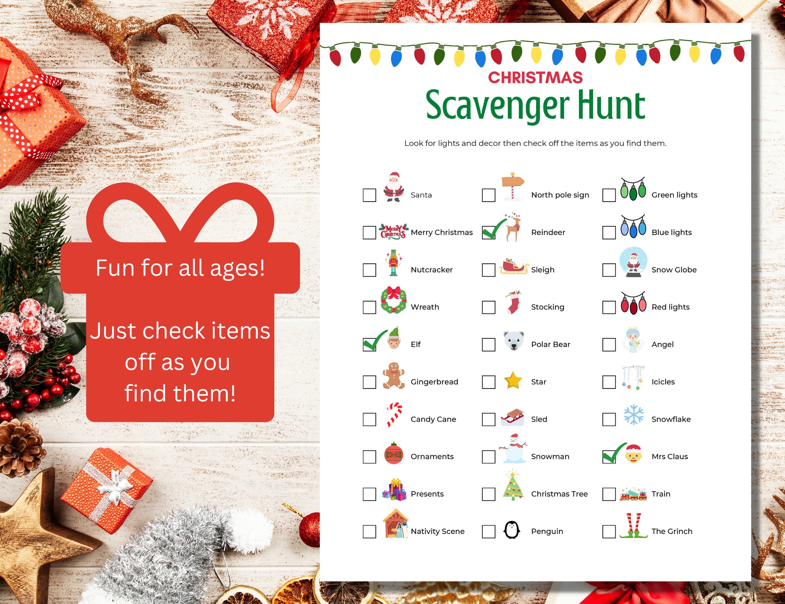 Christmas Scavenger Hunt, Printable Christmas Games for Family, Outdoor ...