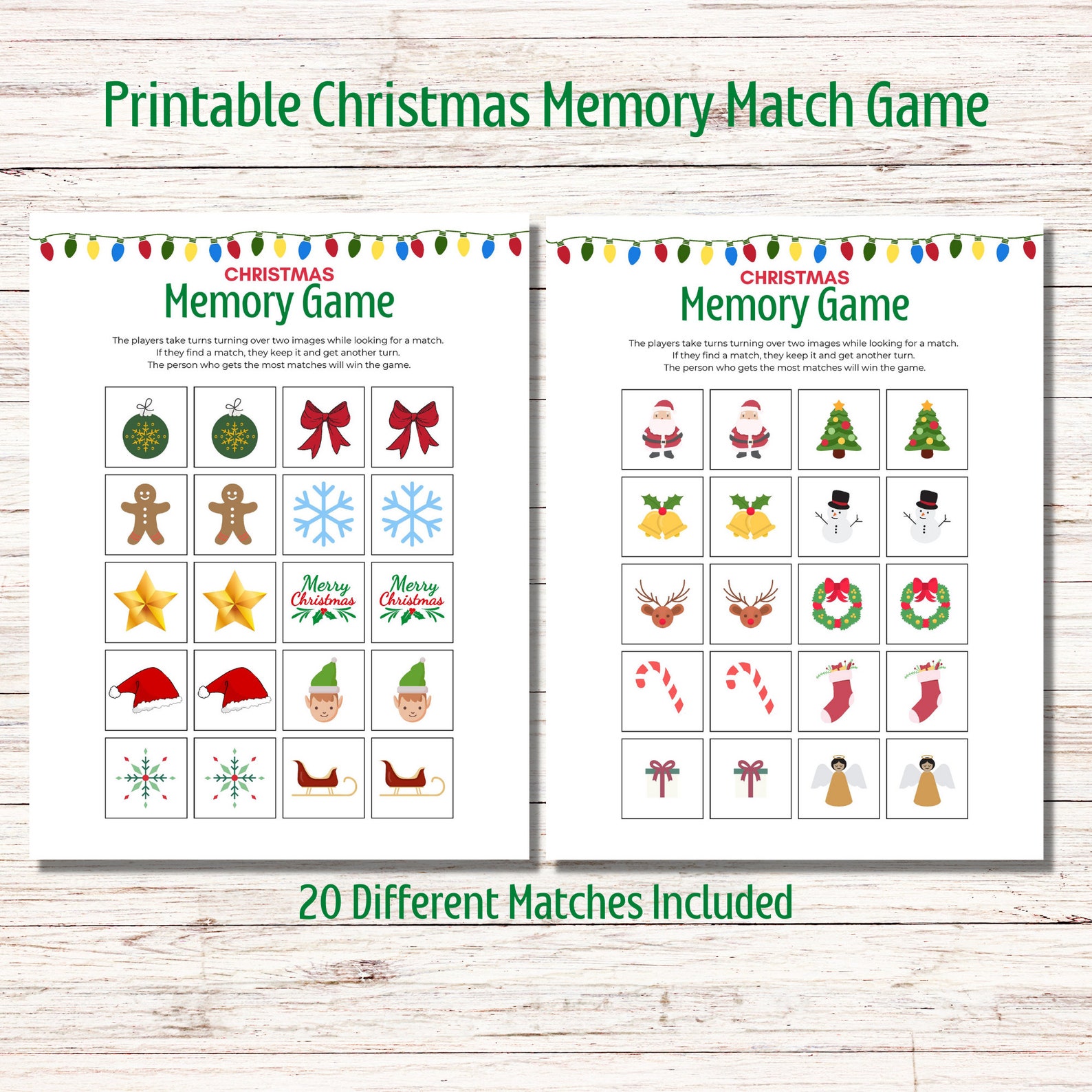 Christmas Memory Game, Christmas Matching Game, Printable Christmas ...