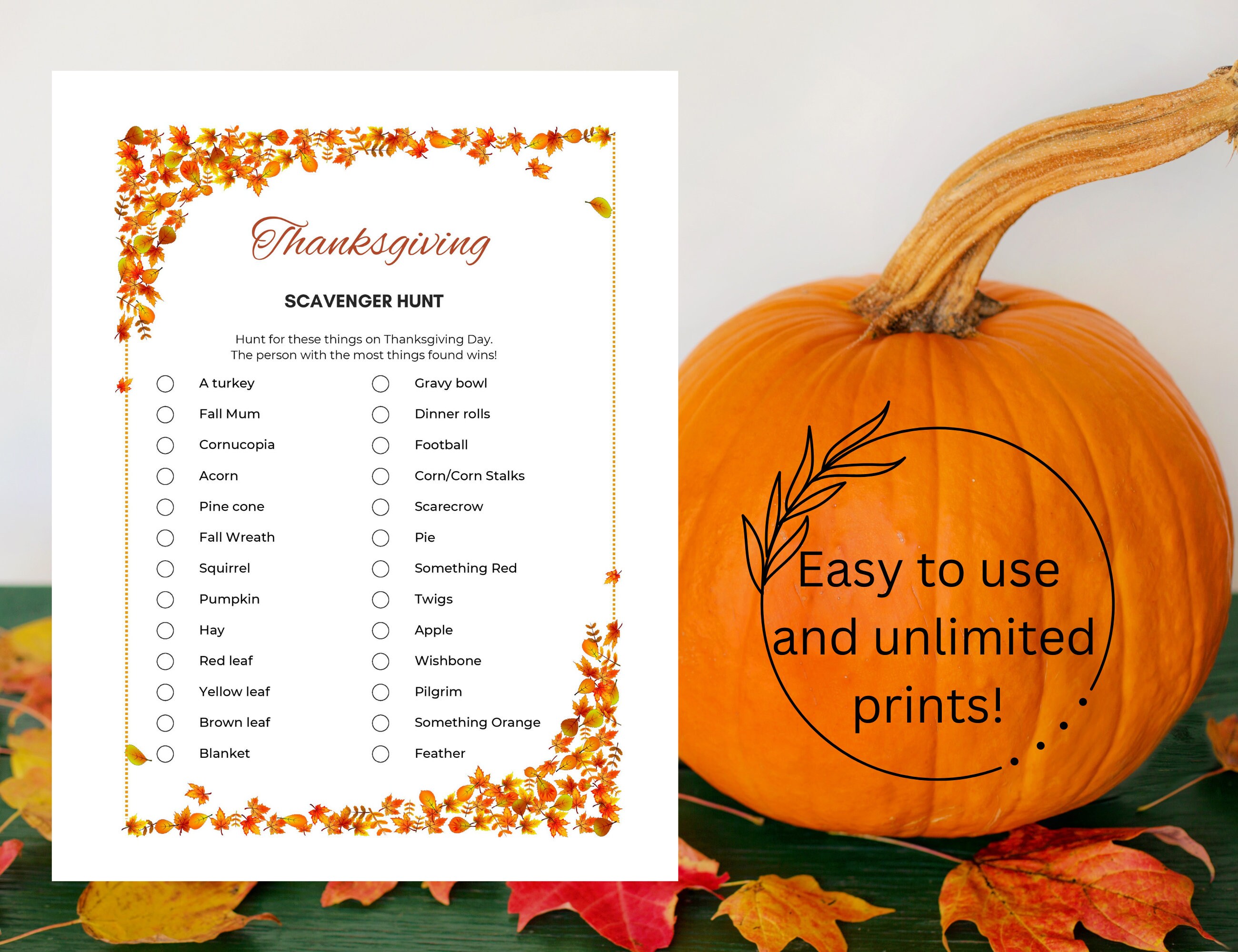 Thanksgiving Scavenger Hunt Printable Game - Etsy