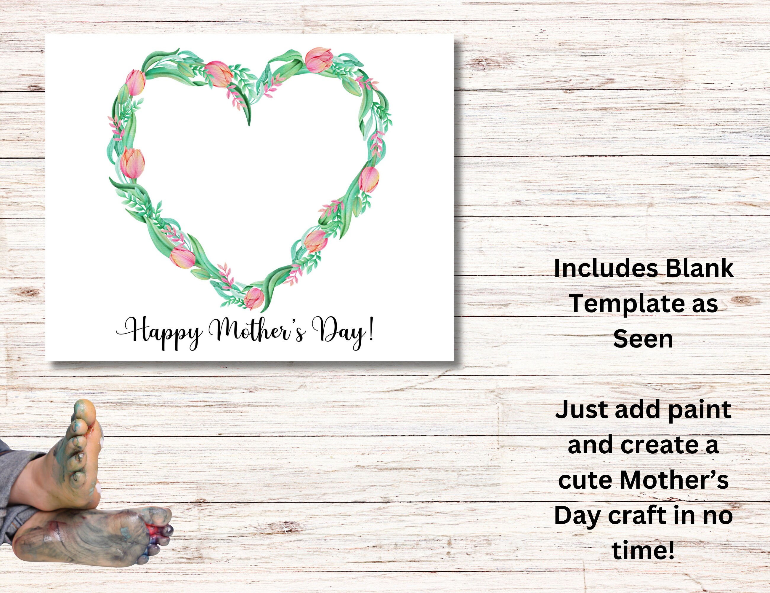 Mother's Day Printable Footprint Art, Mother's Day Handprint Craft ...