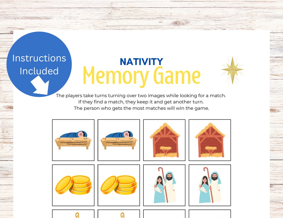 Nativity Memory Game, Bible Christmas Matching Game - Etsy