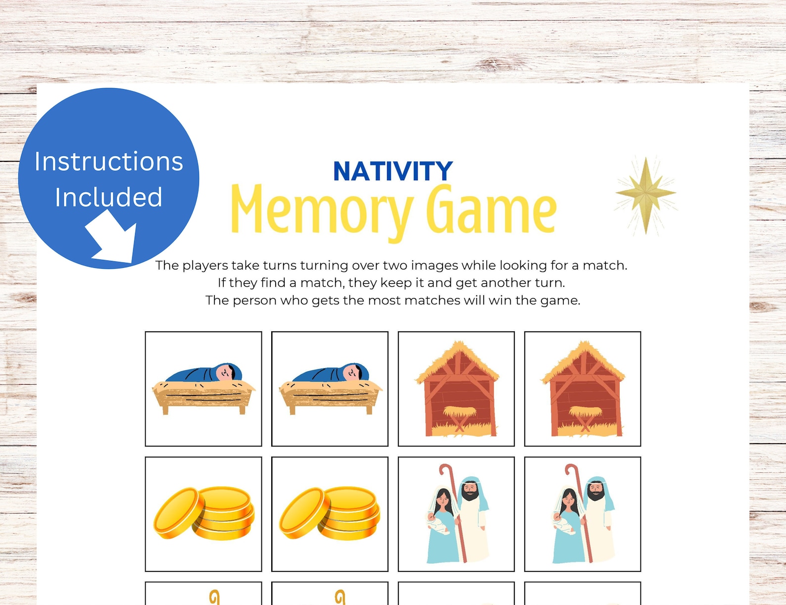 Nativity Memory Game, Bible Christmas Matching Game - Etsy