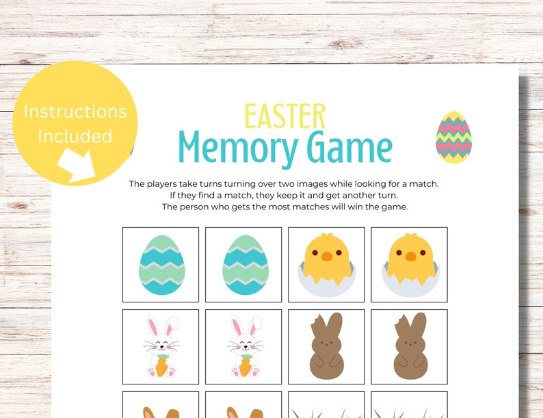 Easter Memory Game, Printable Easter Matching Game, Easter Preschool Activity, Spring Games ...