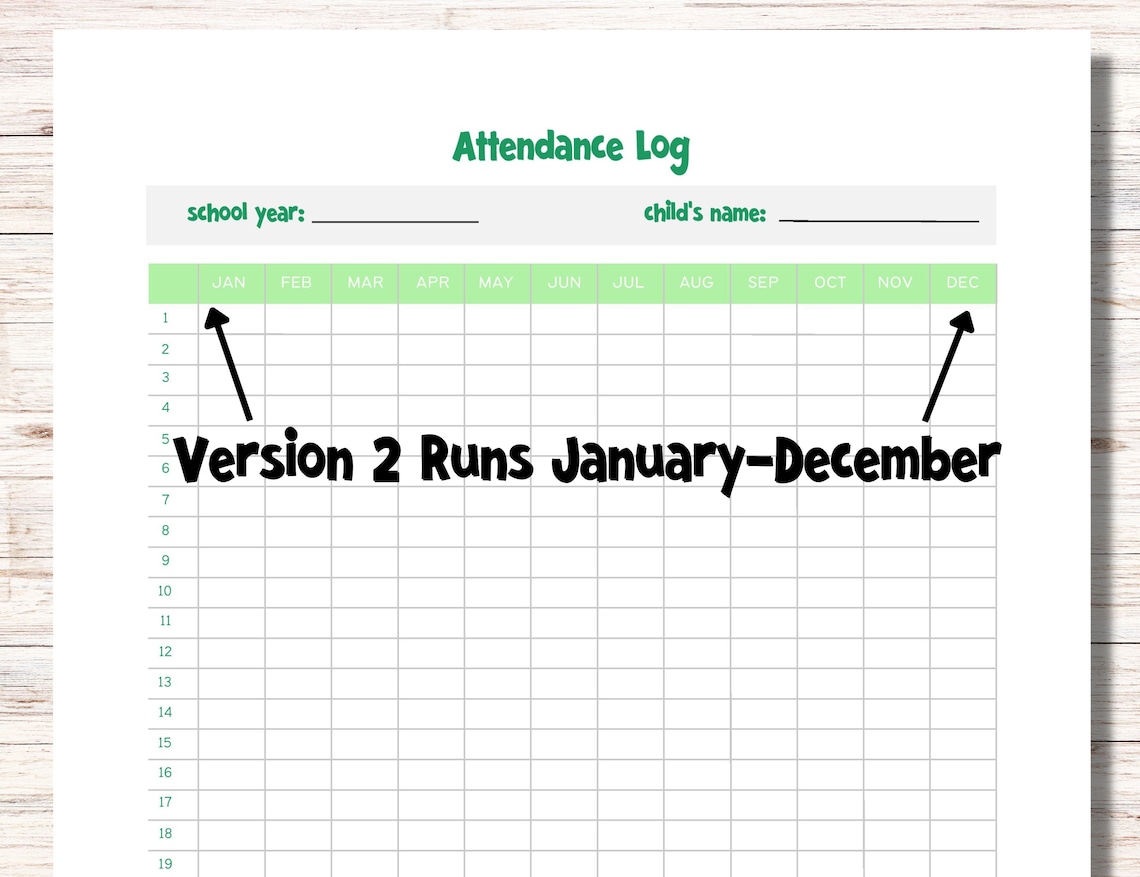 Attendance Sheet, Homeschool Attendance Tracker, Homeschool Planner ...