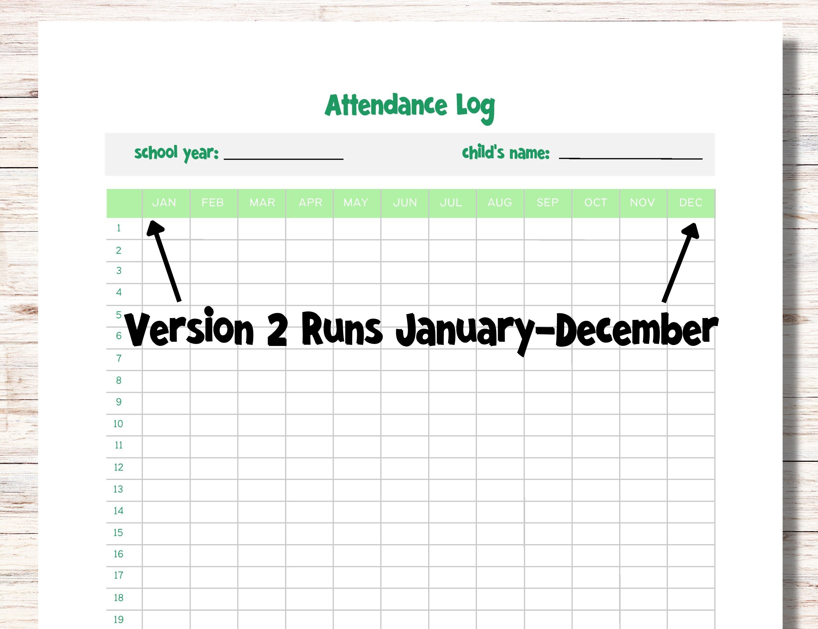 Attendance Sheet, Homeschool Attendance Tracker, Homeschool Planner ...