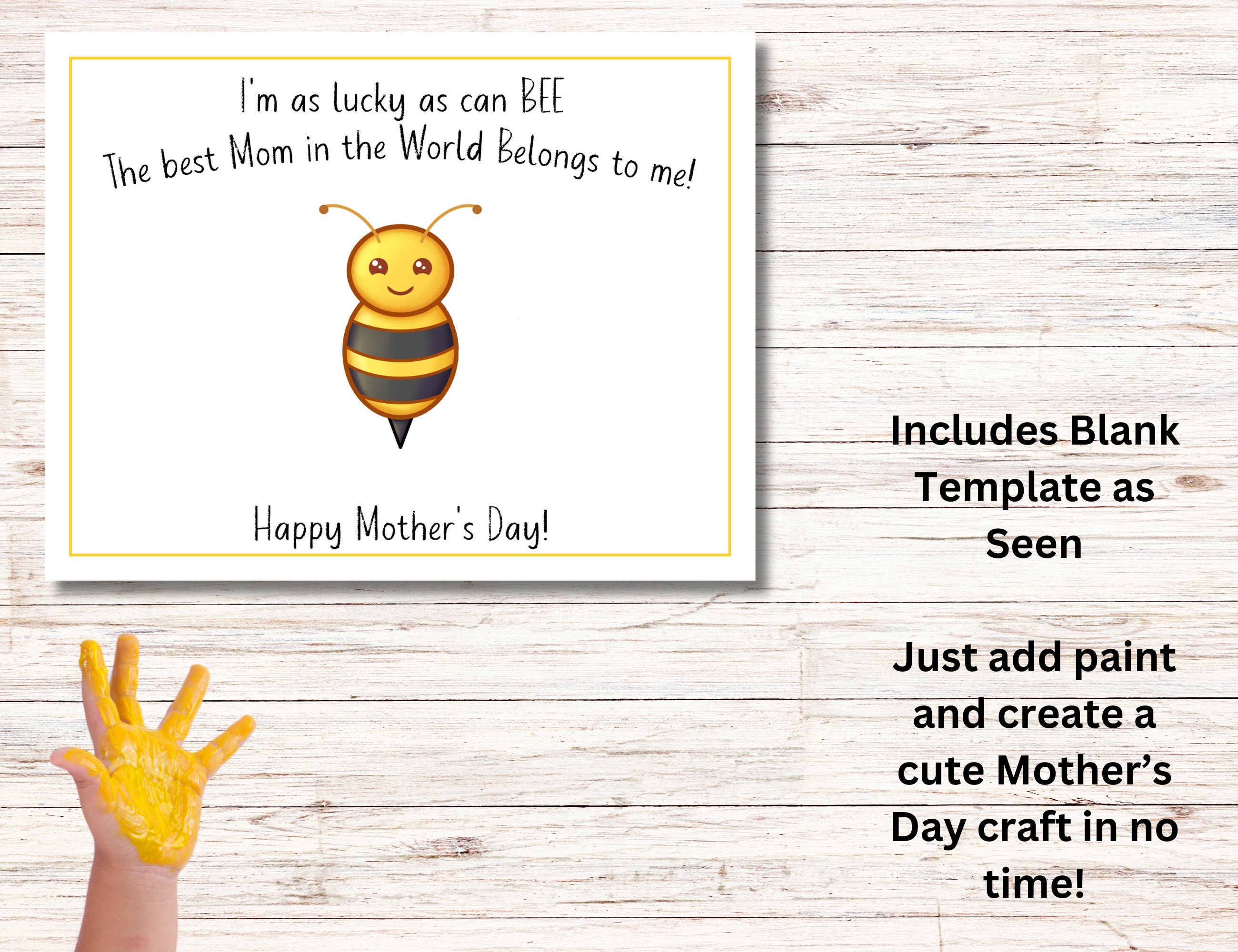 Mothers Day Handprint Craft, Bee Handprint Art, First Time Mom Gift ...