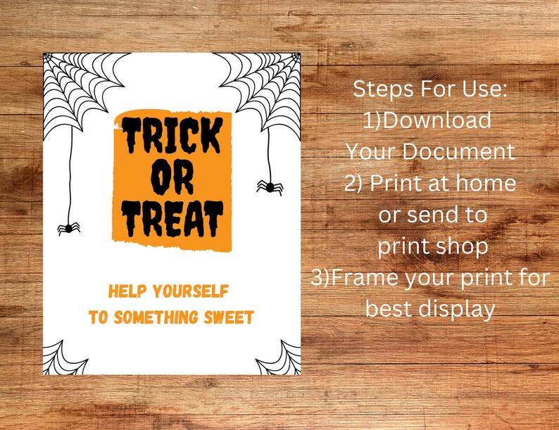 Trick or Treat Sign, Help Yourself to Something Sweet, Halloween Candy ...