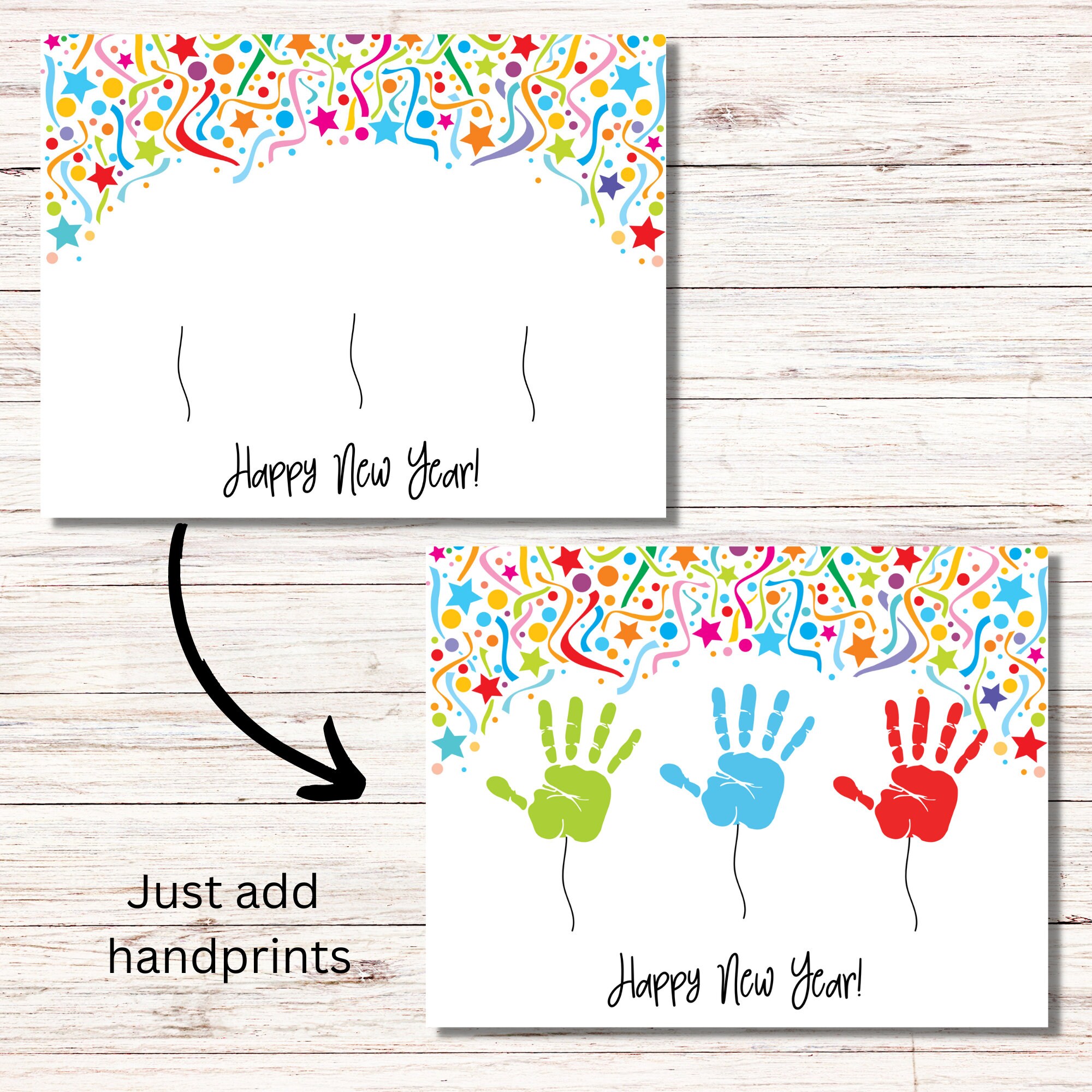 2025 New Years Handprint Craft Bundle, Printable New Years Handprint ...