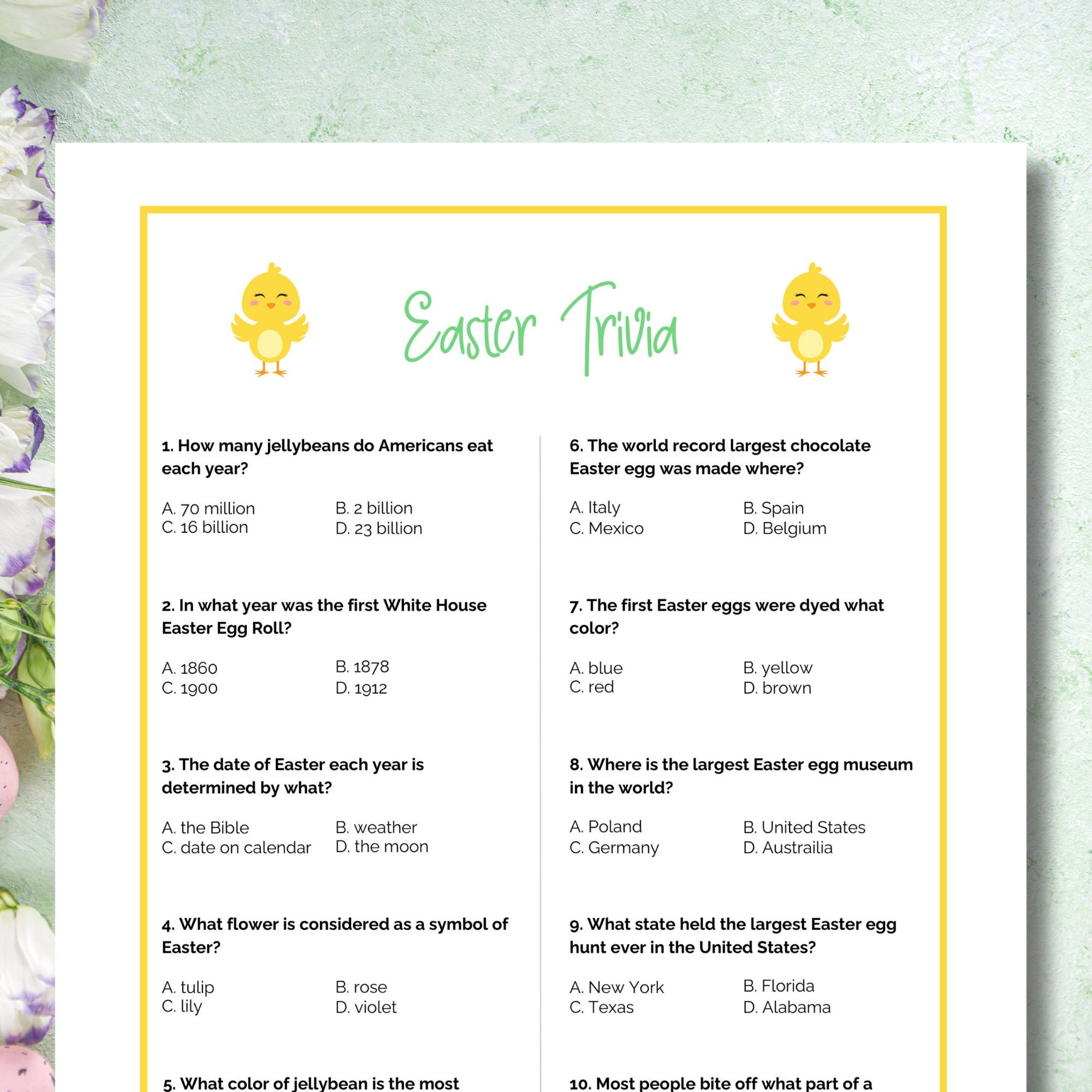 Easter Trivia Game, Easter Party Games, Easter Games Printable, Spring ...