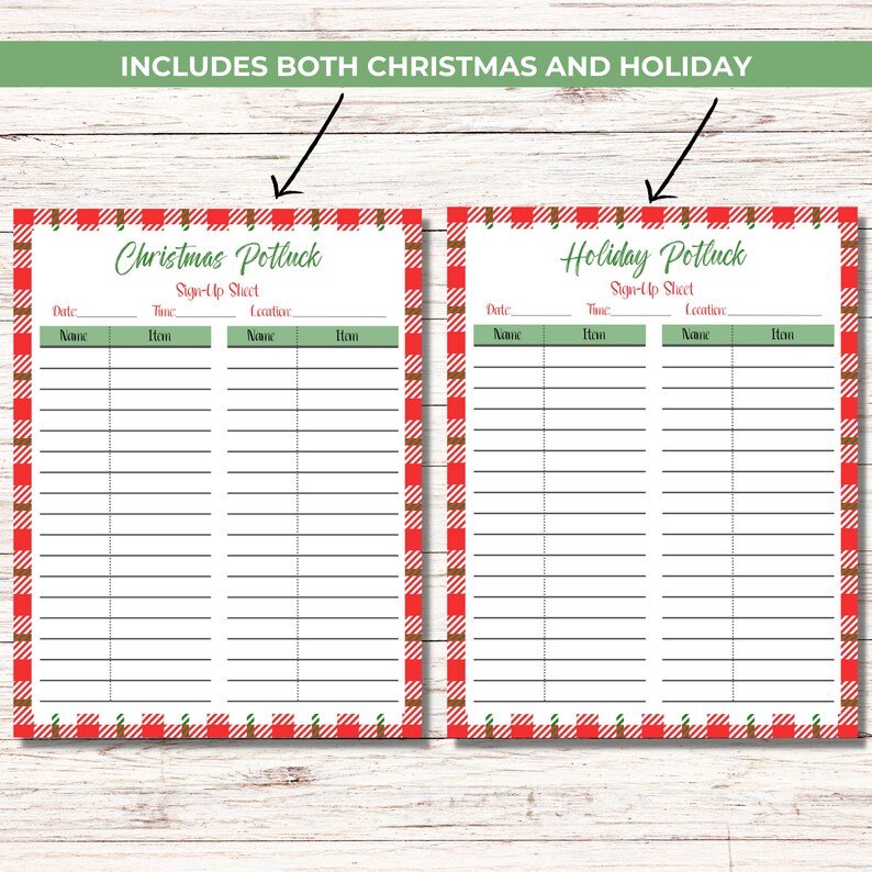 Christmas Potluck Sign up Sheet, Holiday Potluck, Office Christmas ...