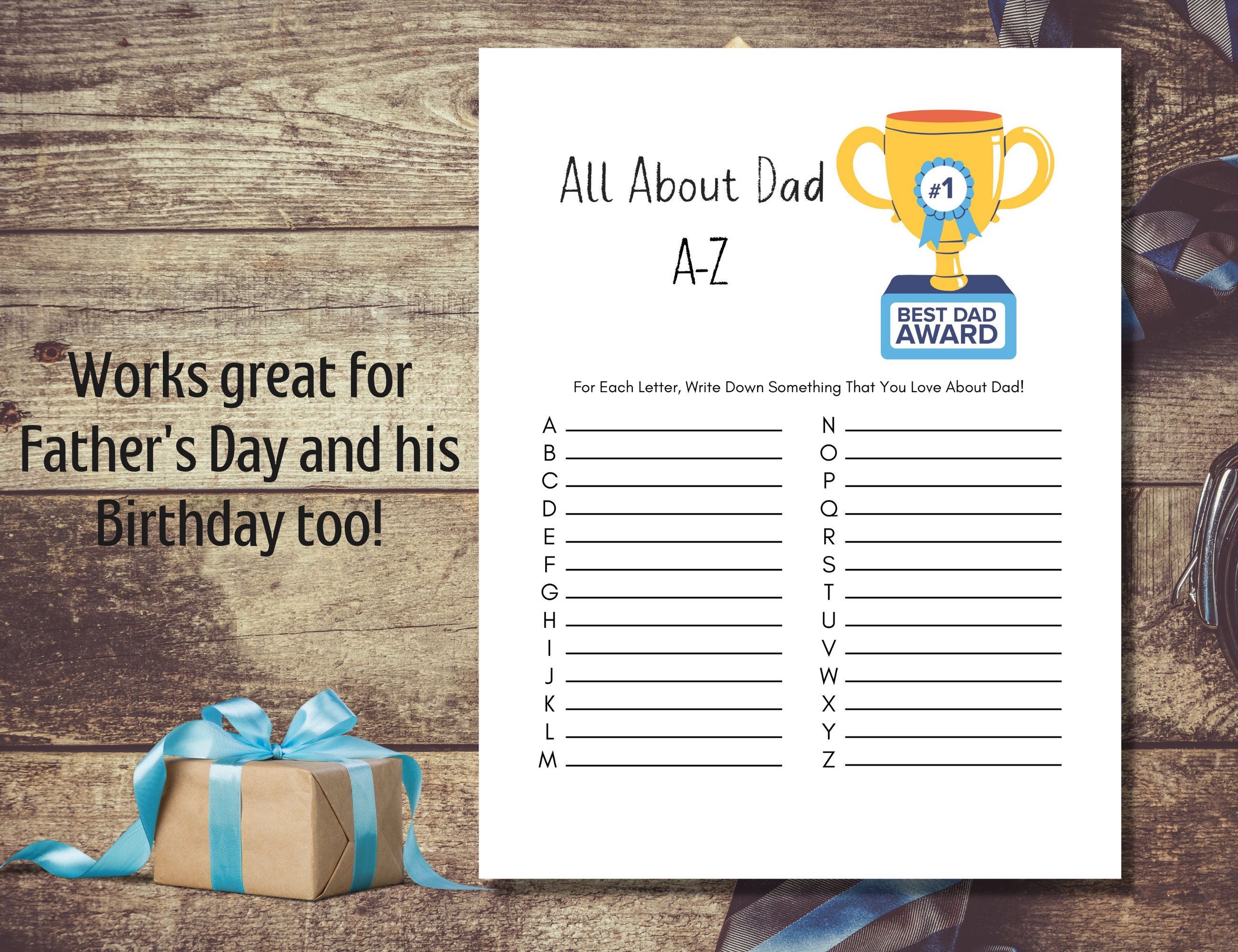 All About Dad A-Z Game, Father's Day Games, Birthday Gift for Dad From ...