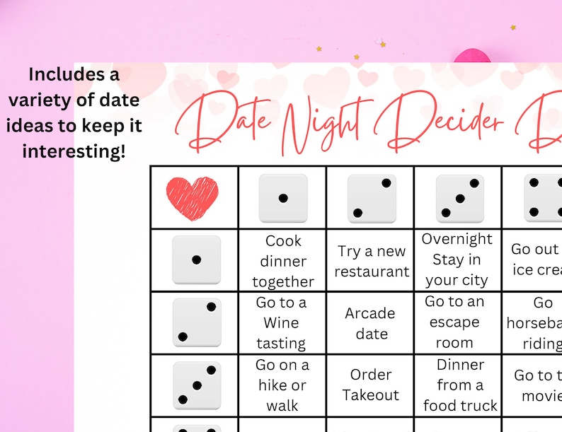 Date Night Dice Game, Date Night Decider, Date Ideas for Couples ...