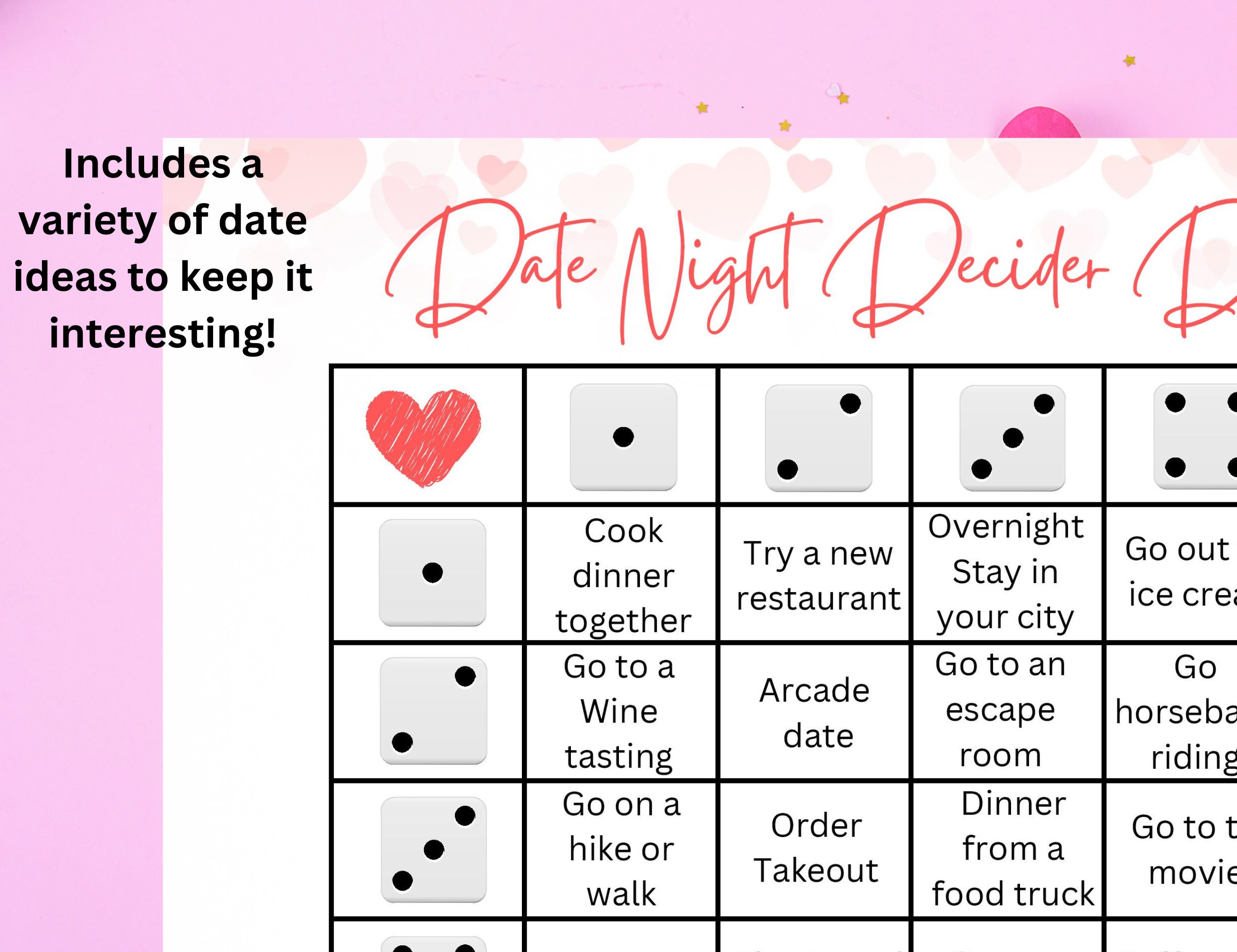 Date Night Dice Game, Date Night Decider, Date Ideas for Couples ... Date Night Dice Game, Date Night Decider, Date Ideas for Couples ...