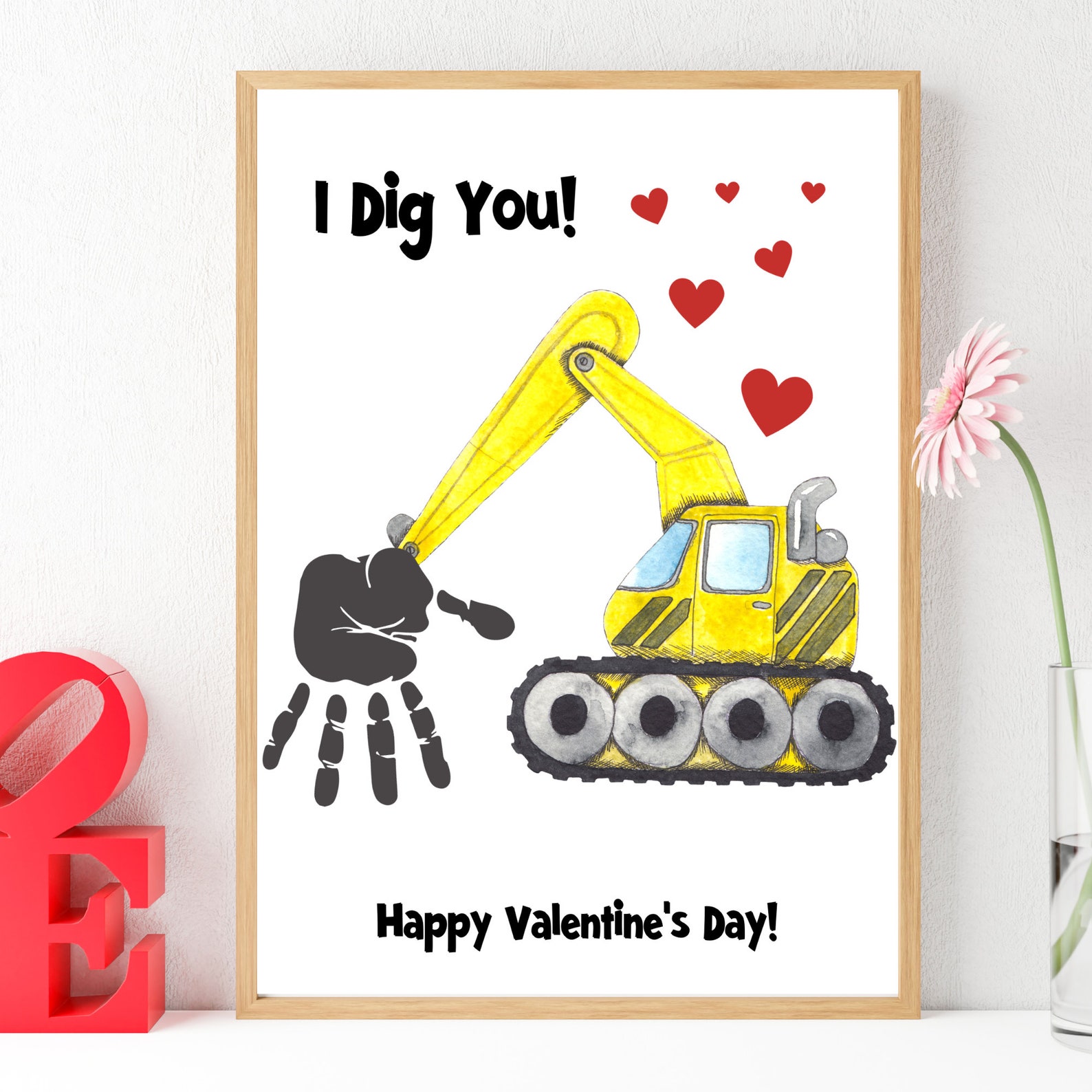 I Dig You Valentine Handprint Craft, Valentine's Day Handprint Art ...