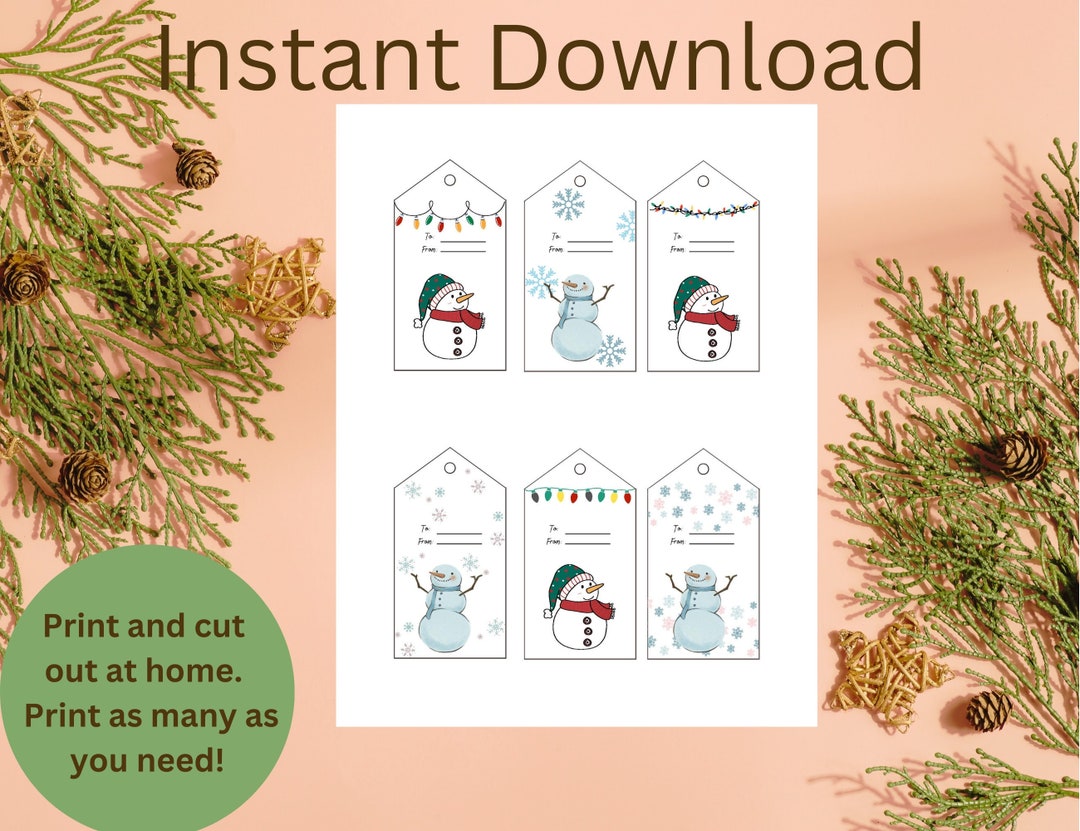 Snowmen Gift Tags Winter Printable Gift Tags Christmas - Etsy