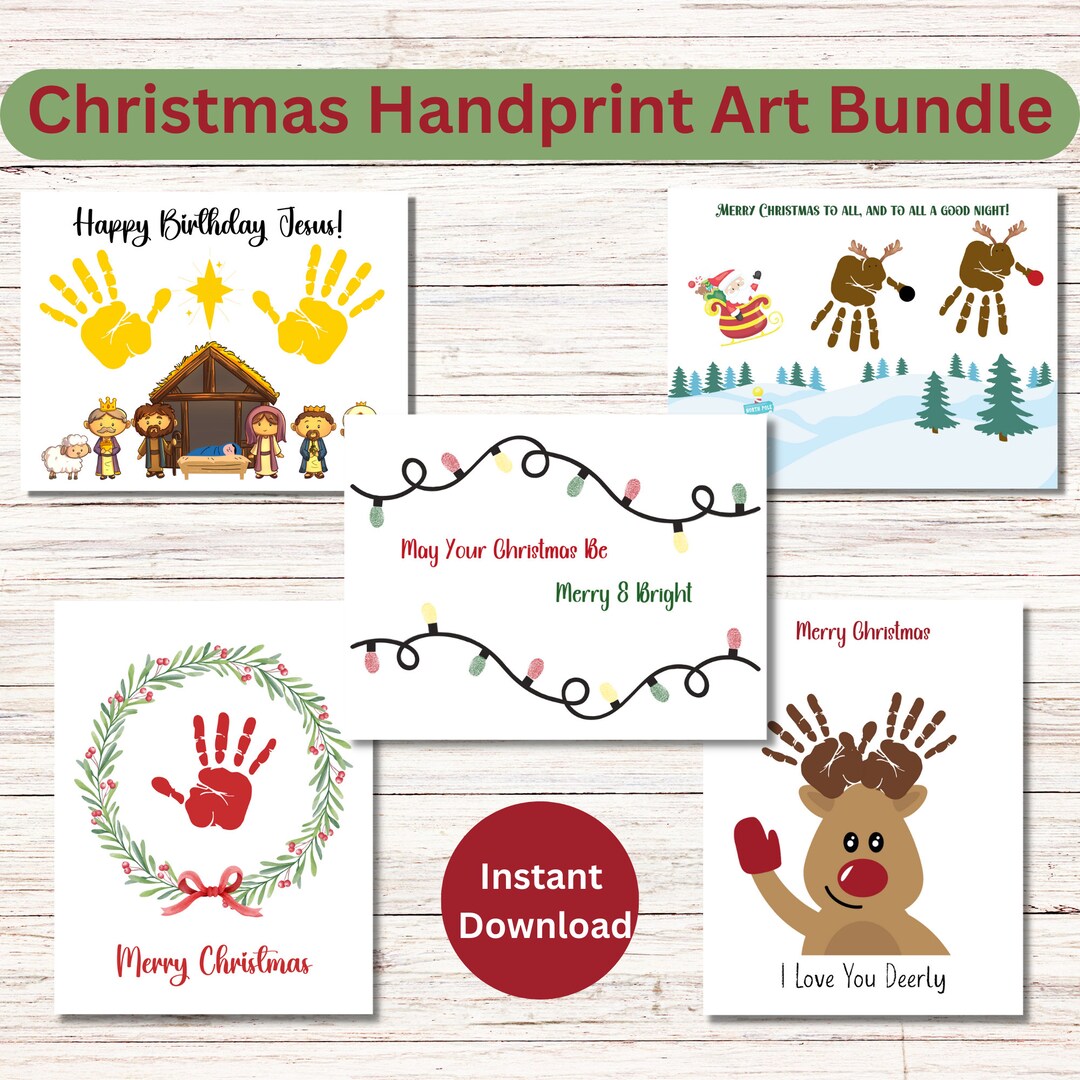 Christmas Handprint Art Bundle, Handprint Craft, Handprint Christmas ...
