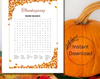 Autumn Word Search Printable, Fall Season Puzzle Game, Instant Download ...