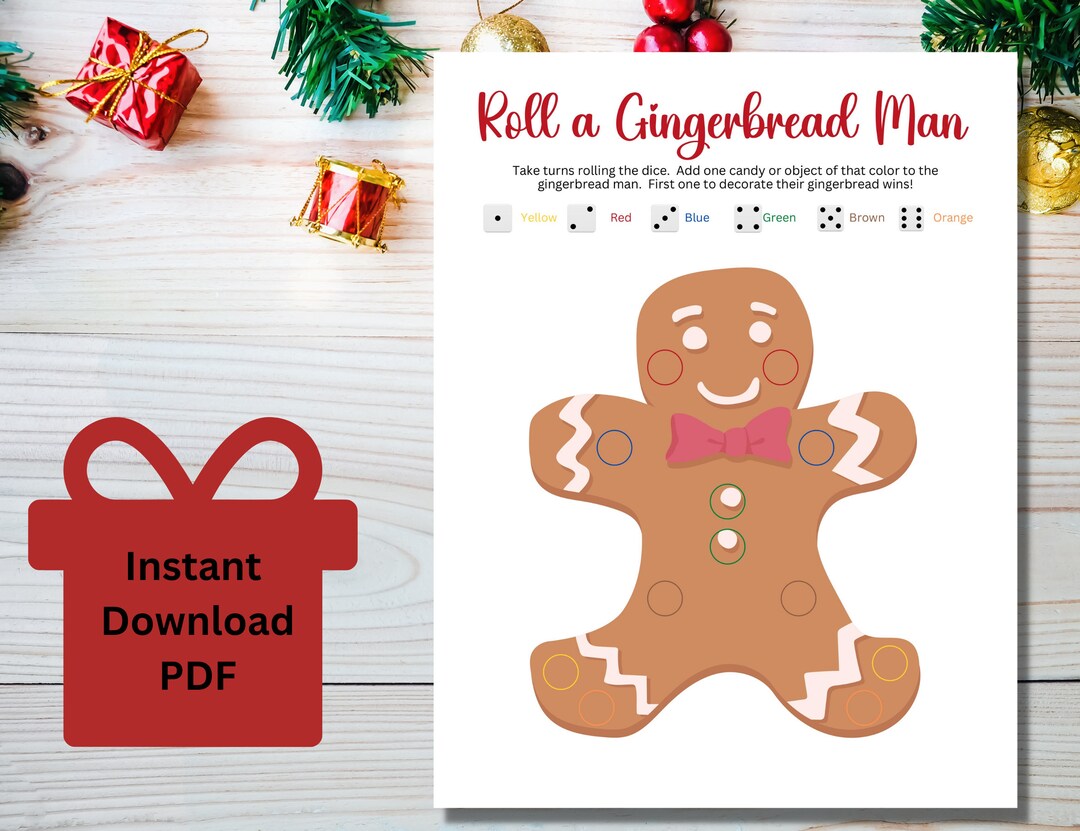 Roll a Gingerbread Man Roll a Gingerbread Cookie Game - Etsy