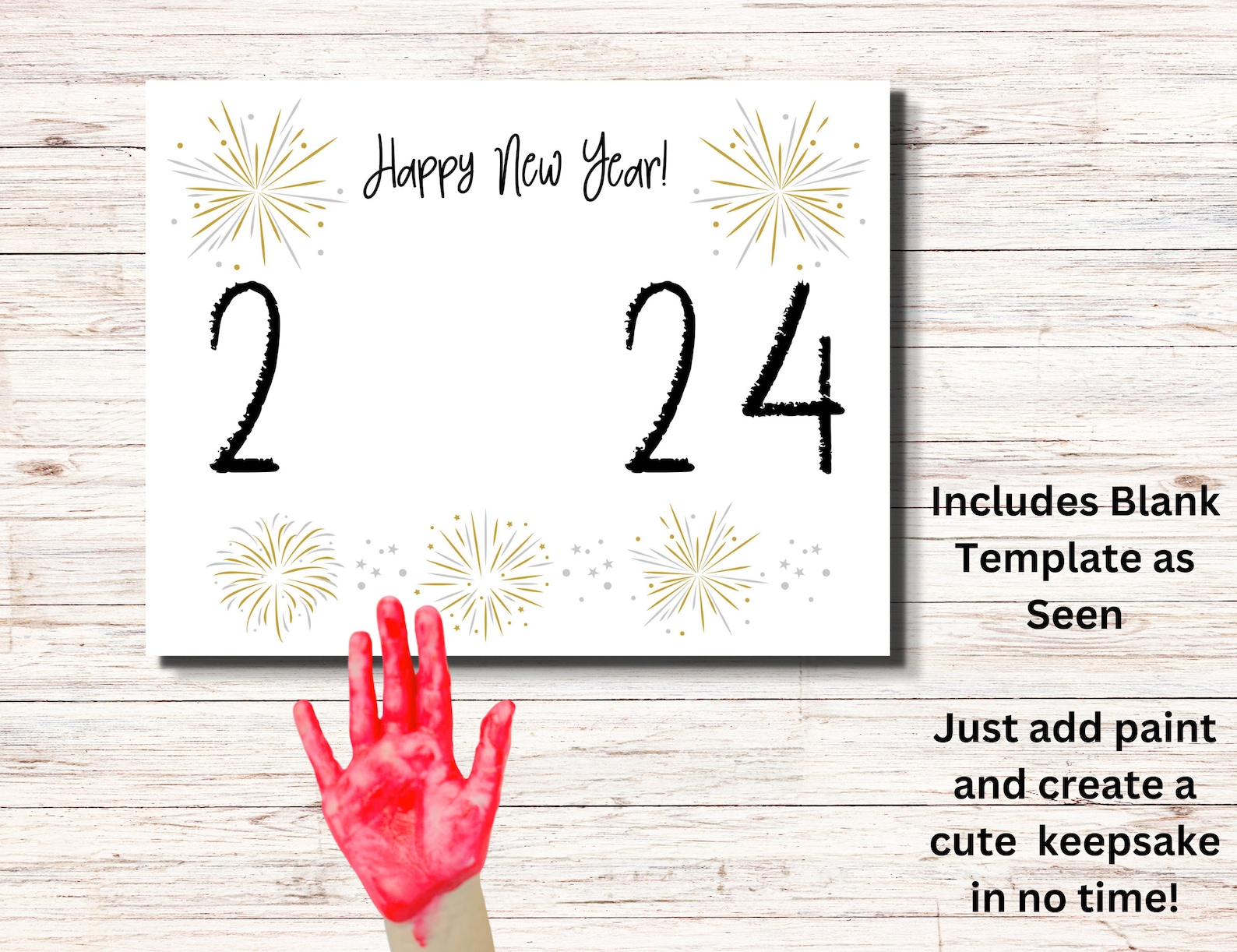 2024 New Years Handprint Craft, Printable New Years Handprint Art, New ...