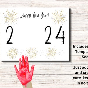 2024 New Years Handprint Craft, Printable New Years Handprint Art, New ...